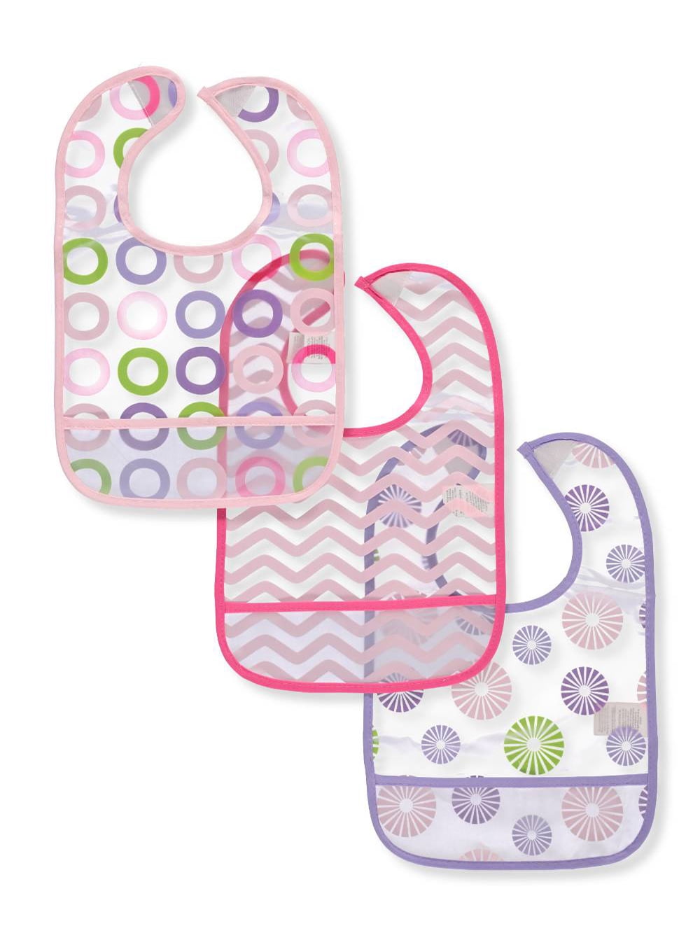 Luvable Friends 3-Pack Easy-Clean Bibs - pink, one size - Walmart.com
