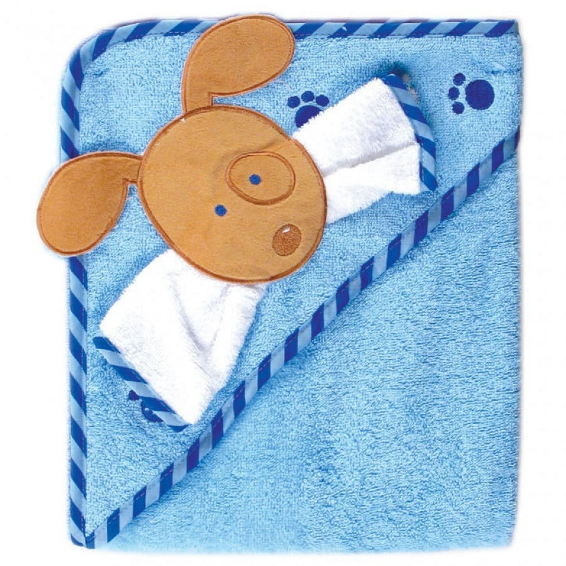 Luvable Friends Baby Boy Cotton Hooded Towel and Washcloth, Dog, One ...