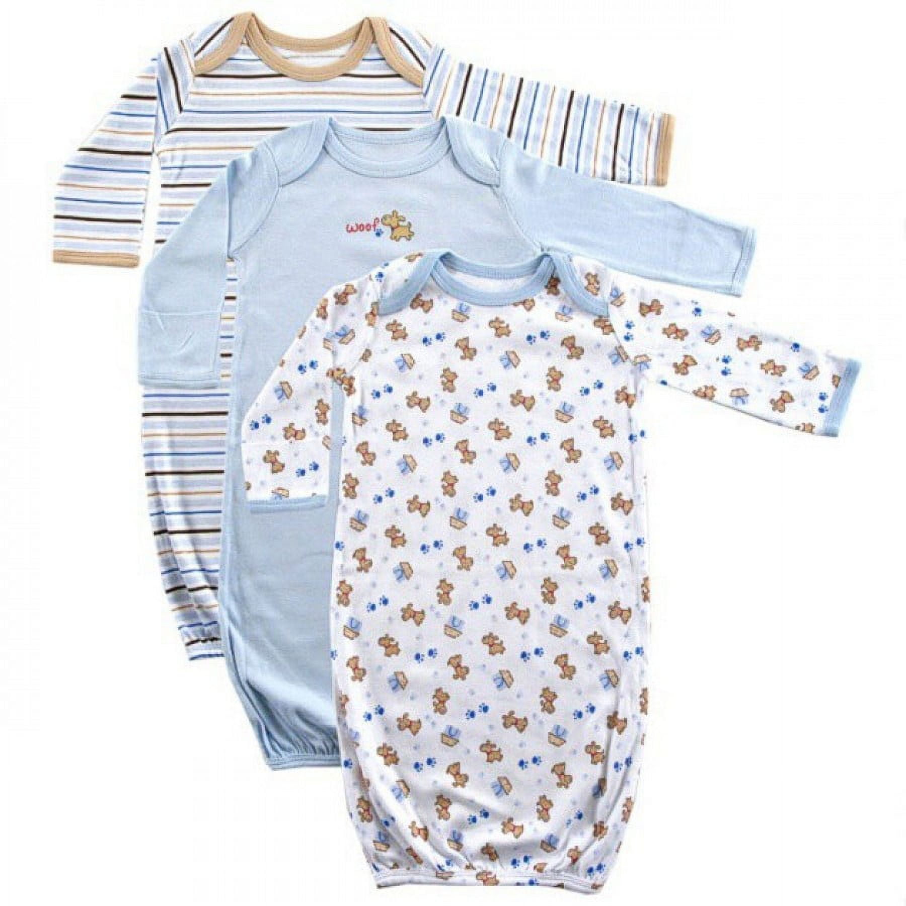 Luvable Friends Newborn Baby Boy's Cotton Long-Sleeve Sleep Gowns 3pk ...