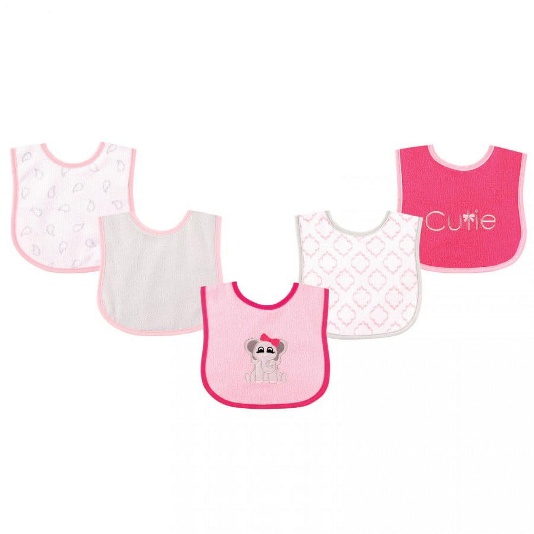 Luvable Friends Baby Girl Cotton Terry Drooler Bibs with PEVA Back 5pk ...
