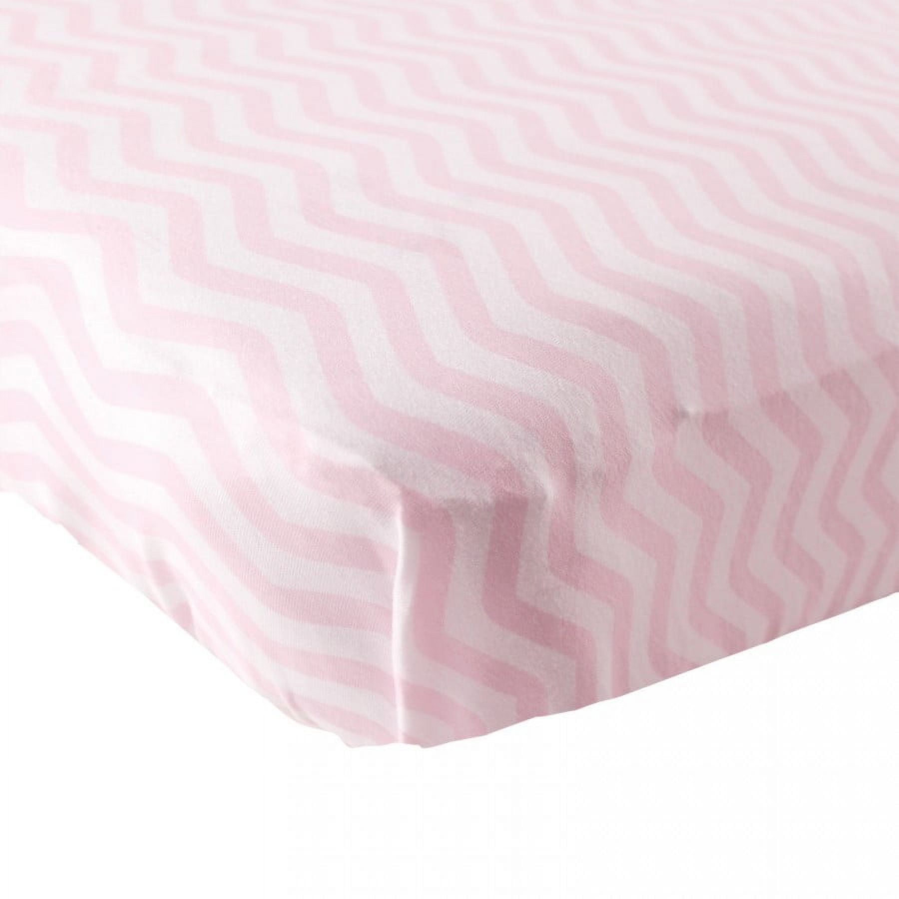Luvable Friends Baby Girl Fitted Crib Sheet, Pink Chevron, One Size ...