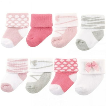 Luvable Friends Baby Girl Newborn and Baby Terry Socks, Leopard, 0-6 ...