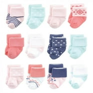 Hudson Baby Infant Girl Cotton Rich Newborn and Terry Socks, Stripes ...
