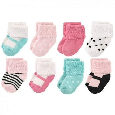Luvable Friends Baby Girl Newborn and Baby Terry Socks, Leopard, 0-6 ...