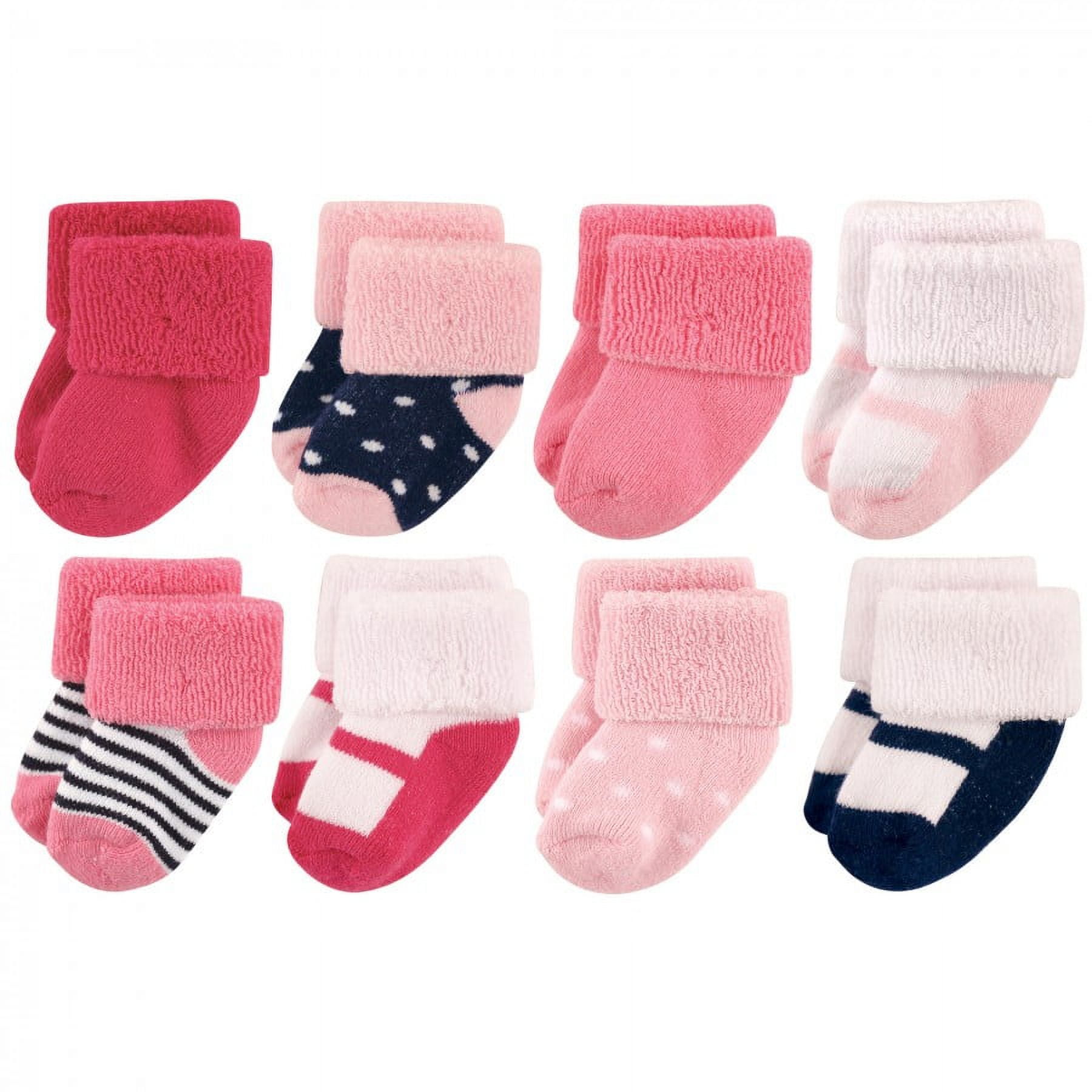 Luvable Friends Baby Girl Newborn and Baby Terry Socks, Navy Mary Jane ...