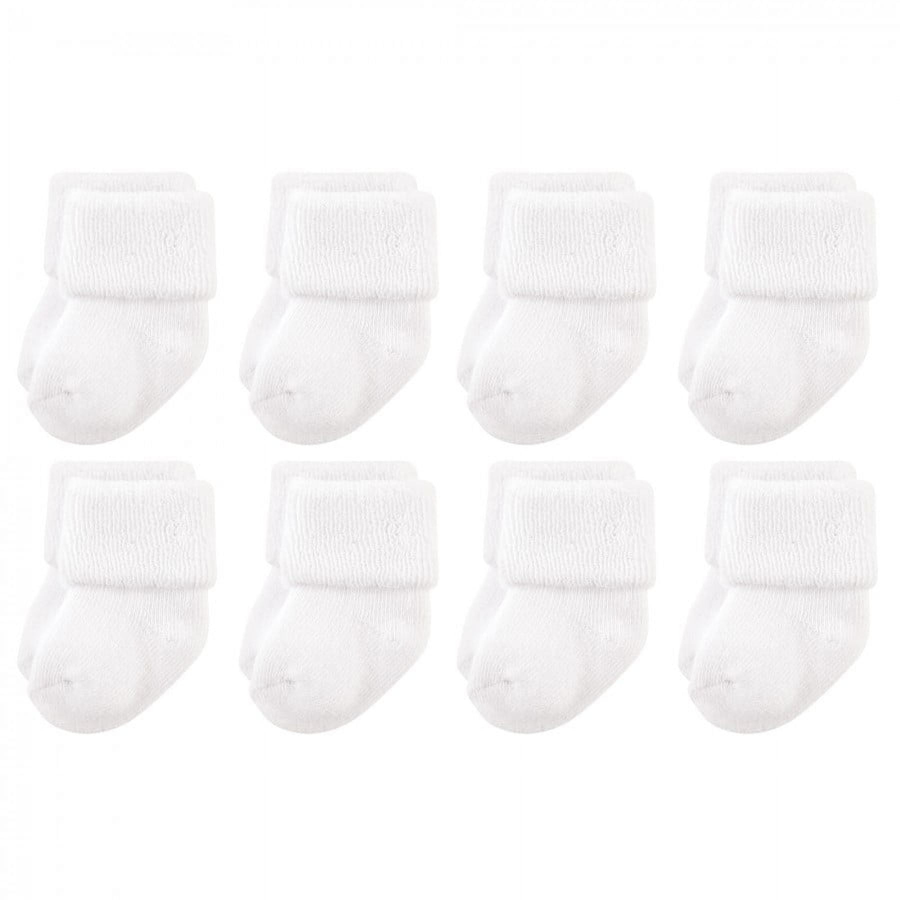 Luvable Friends Baby Unisex Cotton Terry Socks, Newborn Pack, White, 0 ...