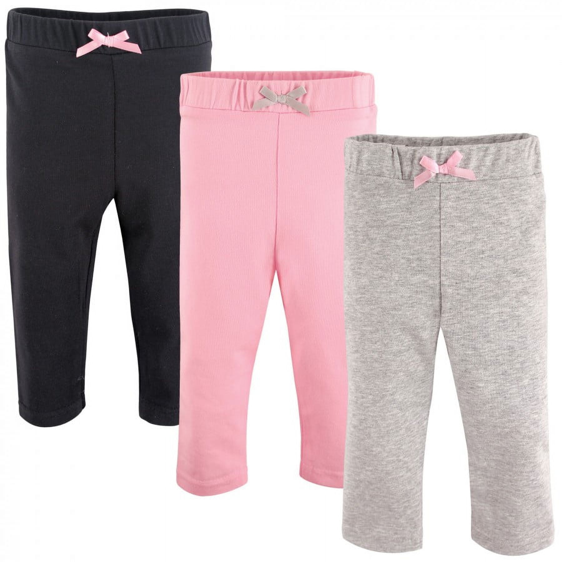 Luvable Friends Infant Girl's Cotton Leggings 3-Pack, Black, 12-18 ...