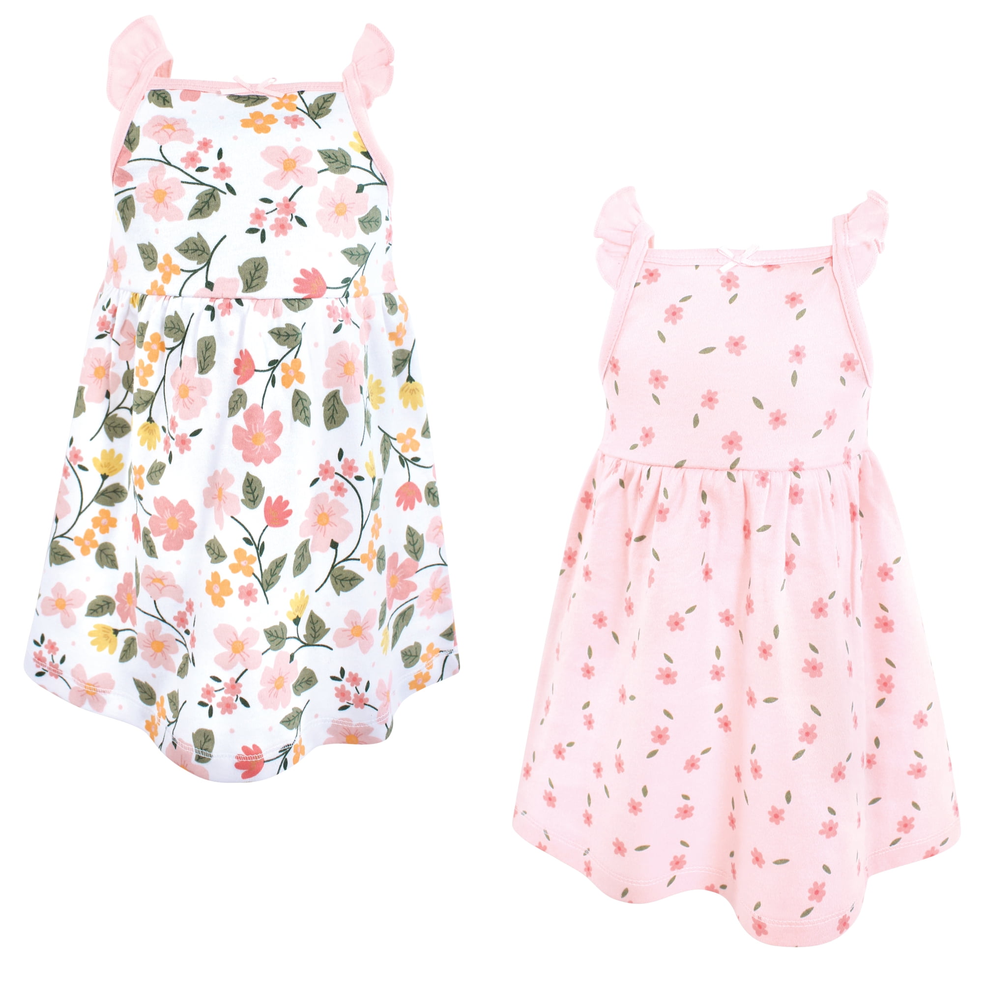 Luvable Friends Hudson Baby Dresses 2pk, Pink Blossom Floral, 0-3M ...