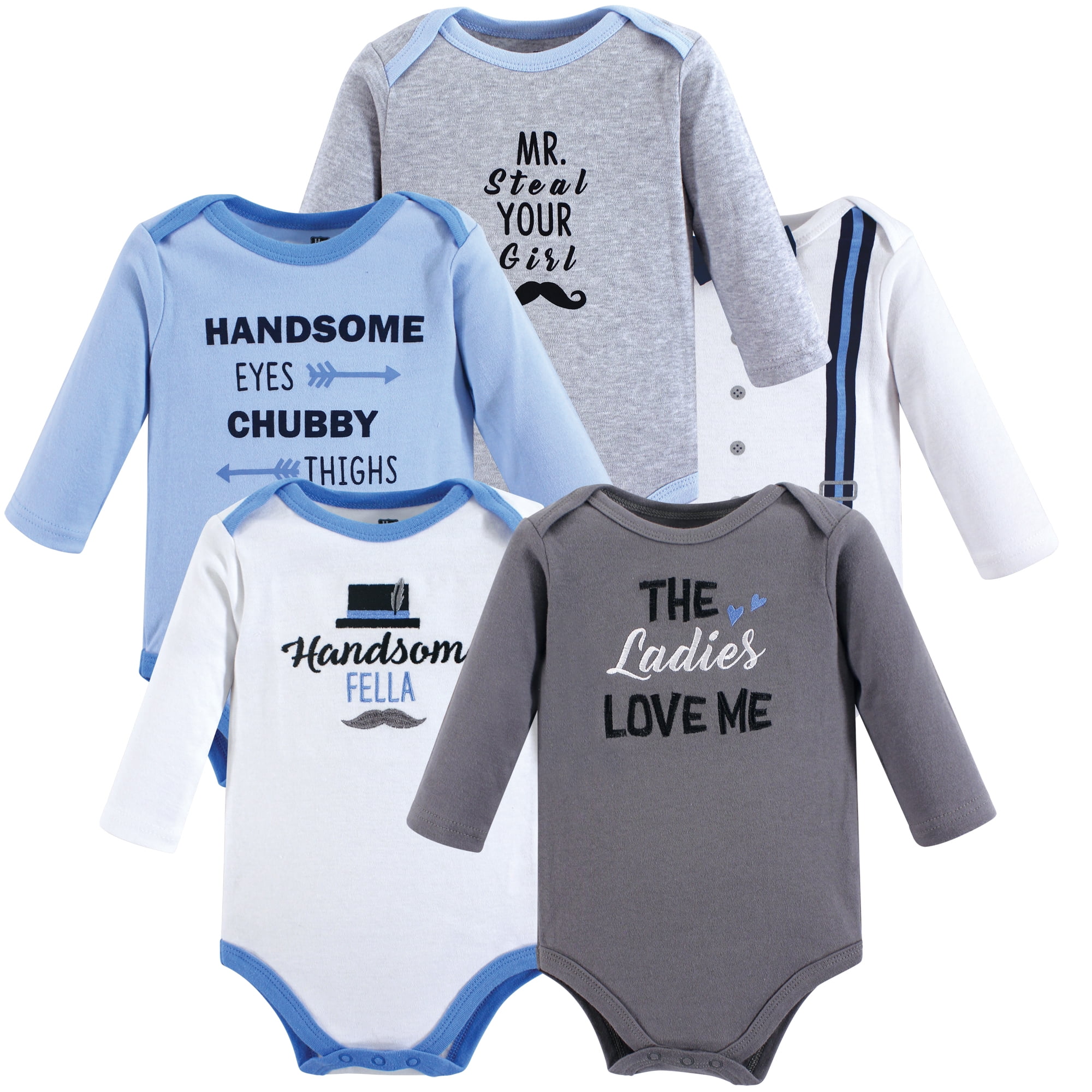Luvable Friends Hudson Baby Long-Sleeve Bodysuits 5pk, Little Gentleman ...