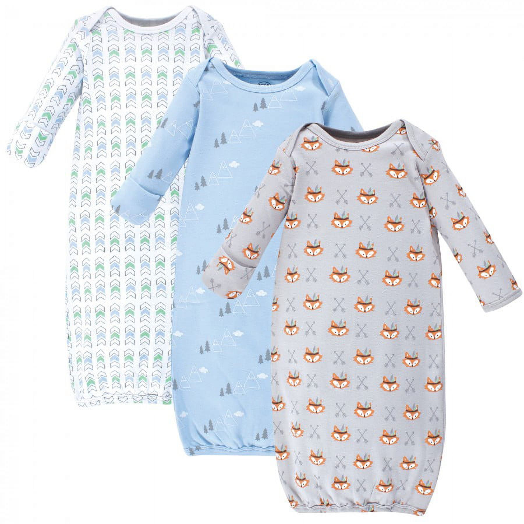 Luvable Friends Infant Boy Cotton Gowns, Wild & Free, Preemie-Newborn ...