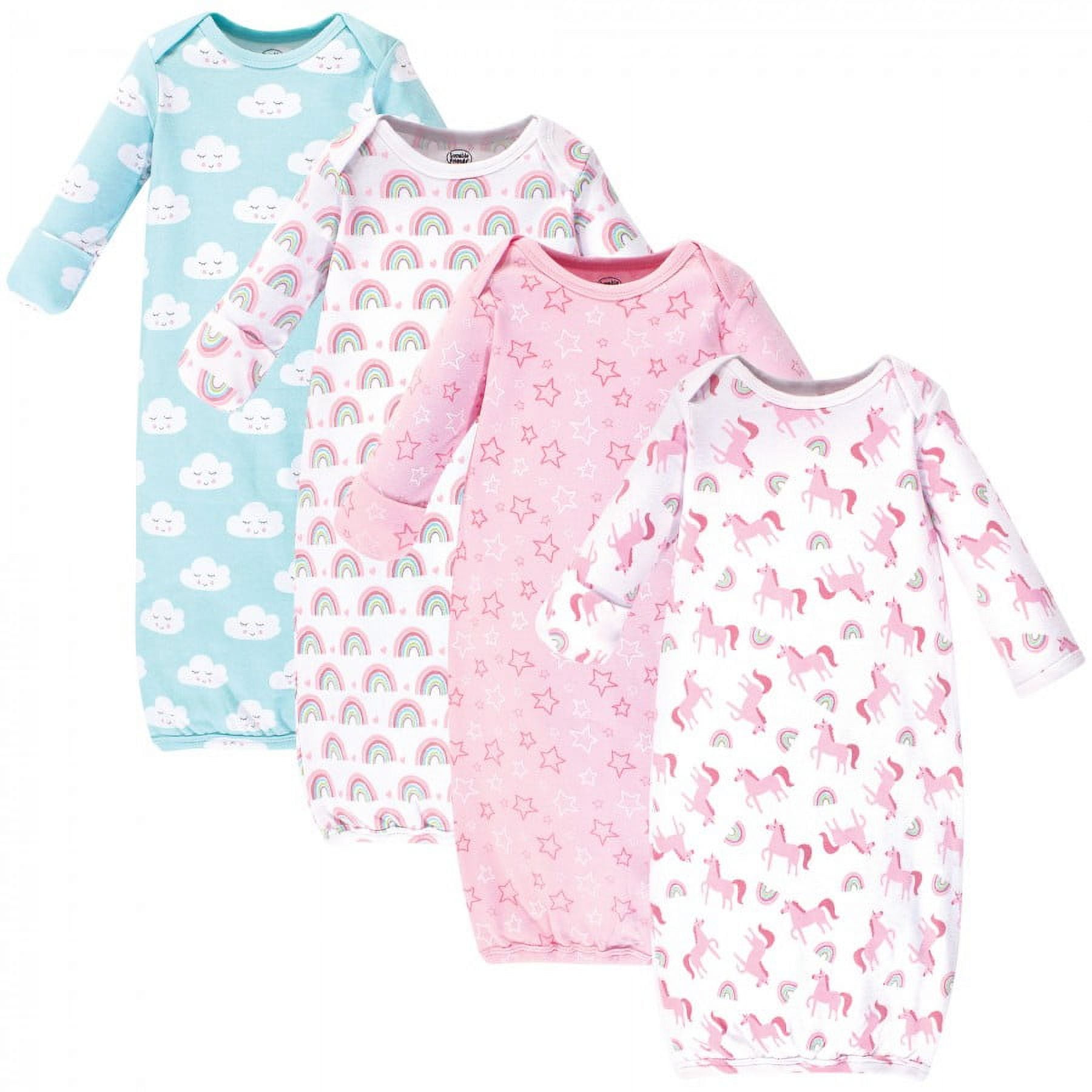 Luvable Friends Infant Girl Cotton Gowns, Rainbow, Preemie-Newborn ...