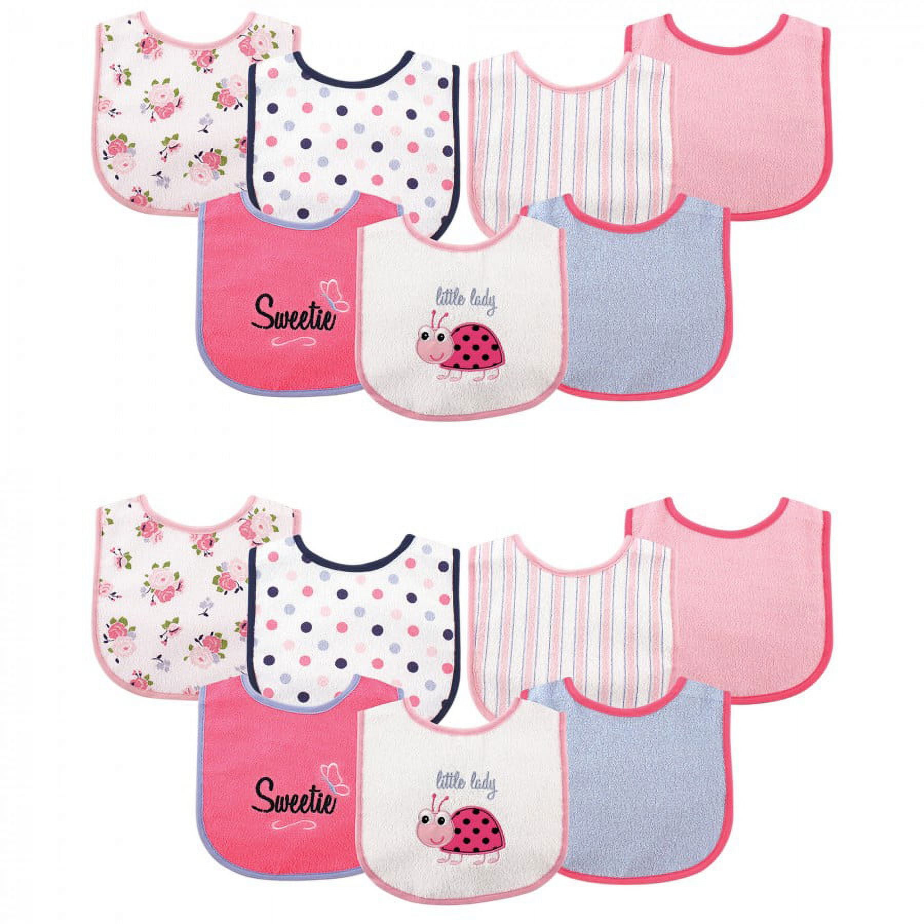Luvable Friends Infant Girl Cotton Terry Drooler Bibs with PEVA Back ...