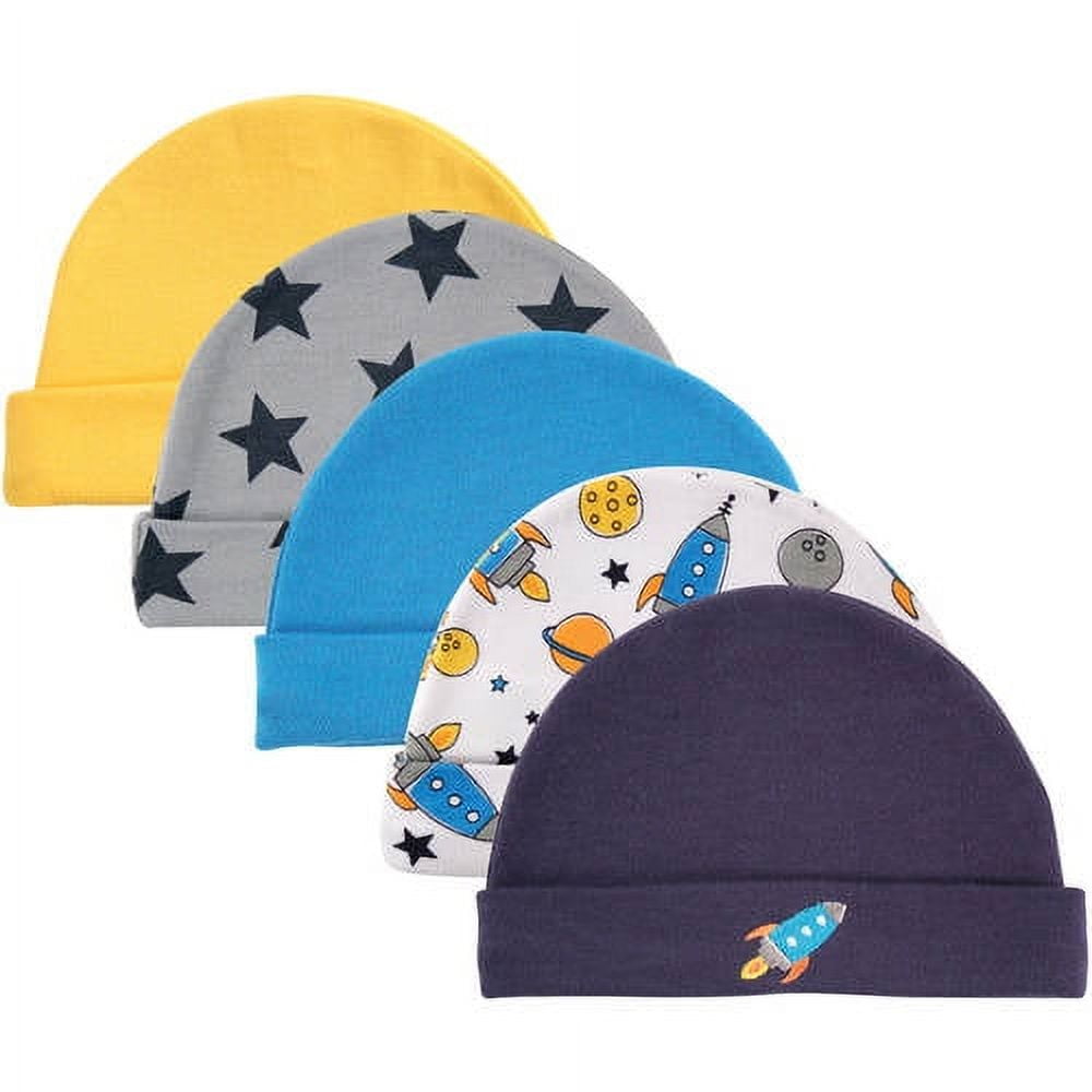 Luvable Friends Newborn Baby Boys' and Girls' Caps 5-Pack, 0-6 months ...