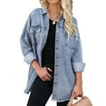 Luvamia Women's Long Sleeve Oversized Denim Jacket, Distressed Button ...