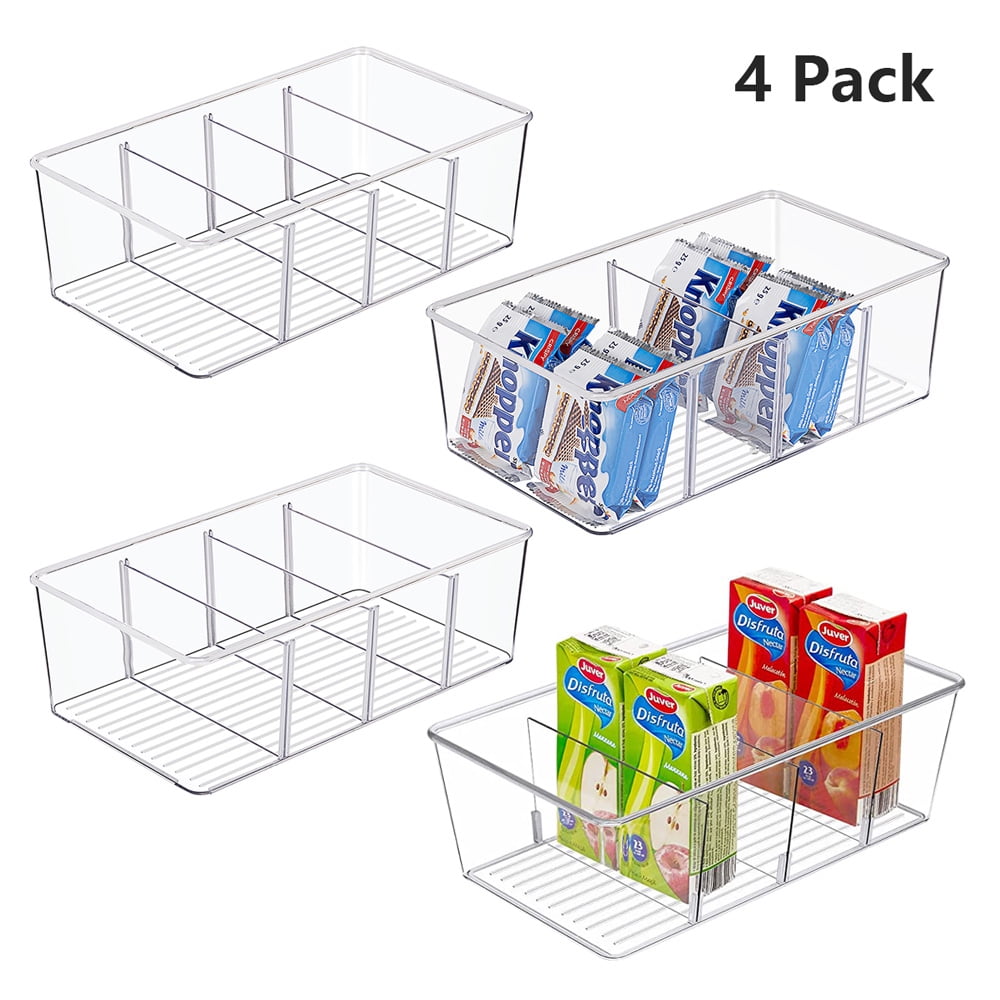 Luvan 4 Pack Clear Storage Bins Pantry,Clear Fridge Organizers and ...