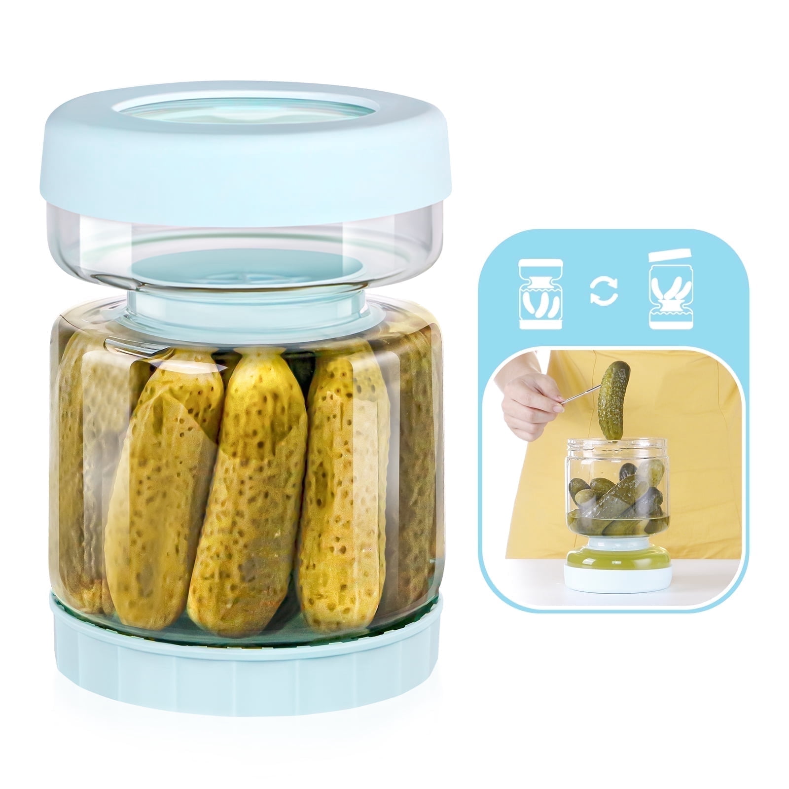 Luvan 51oz Glass Pickle Jar with Strainer Flip Hourglass Design ...