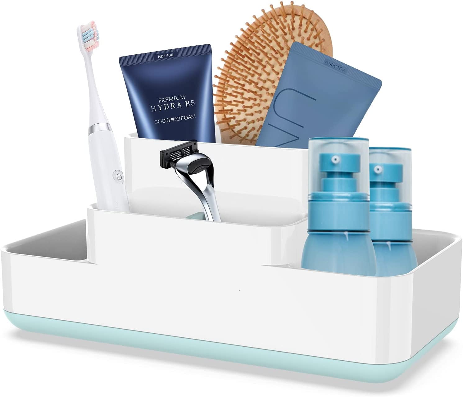 Luvan Bathroom Organizer Countertop, Plastic Toothbrush Holder with ...