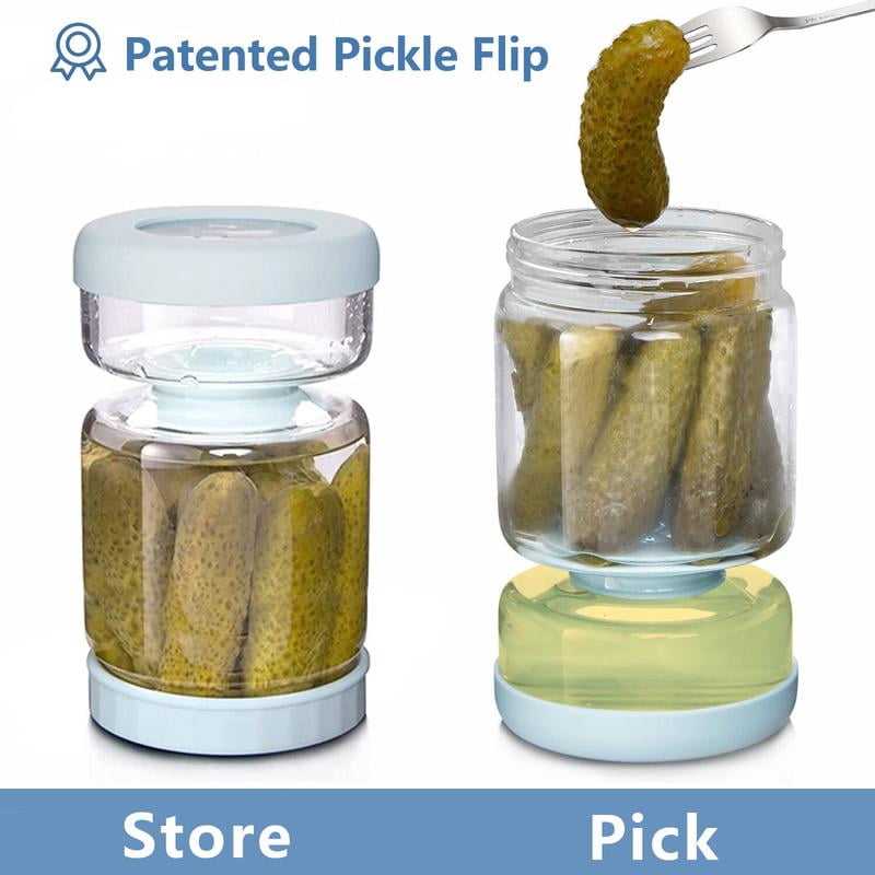 Luvan Pickle Jar with Strainer Flip, 34oz Pickle Container, Glass Kraut ...