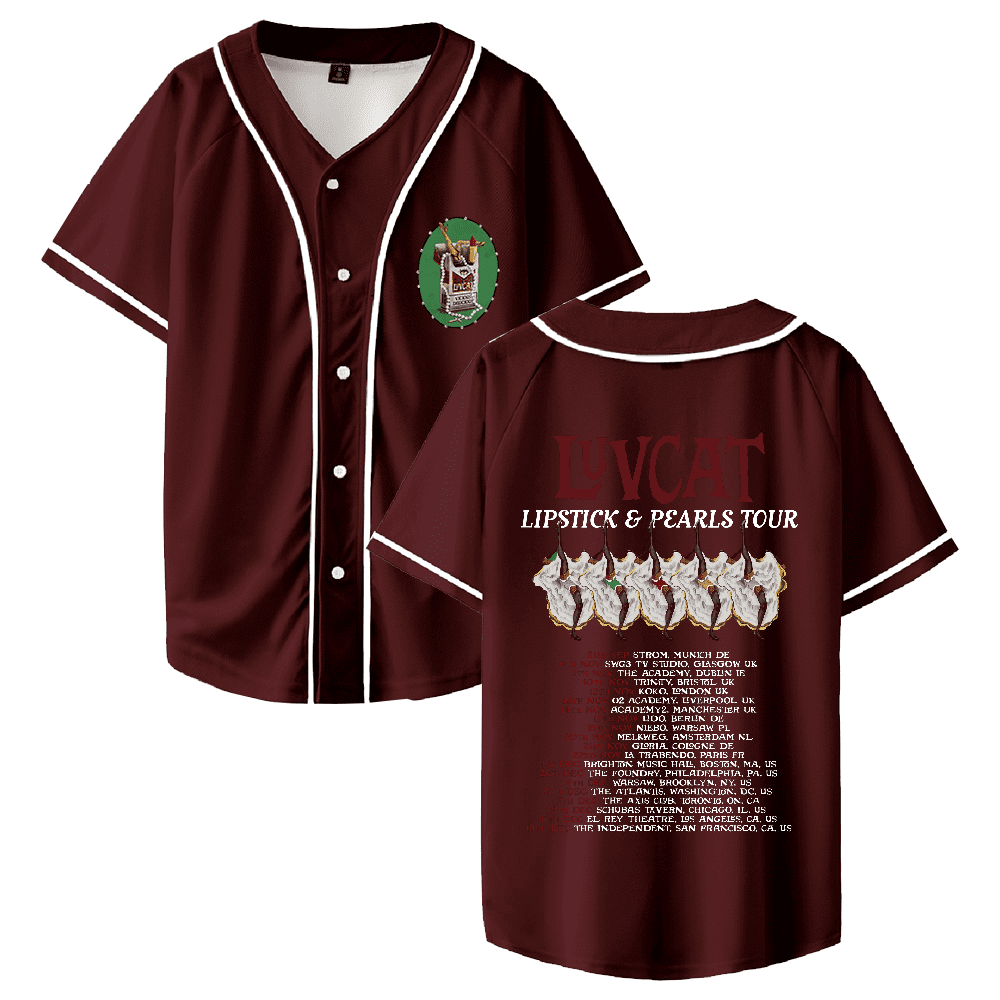 Luvcat Lipstick And Pearls Tour Merch Baseball Jersey Fashion ...