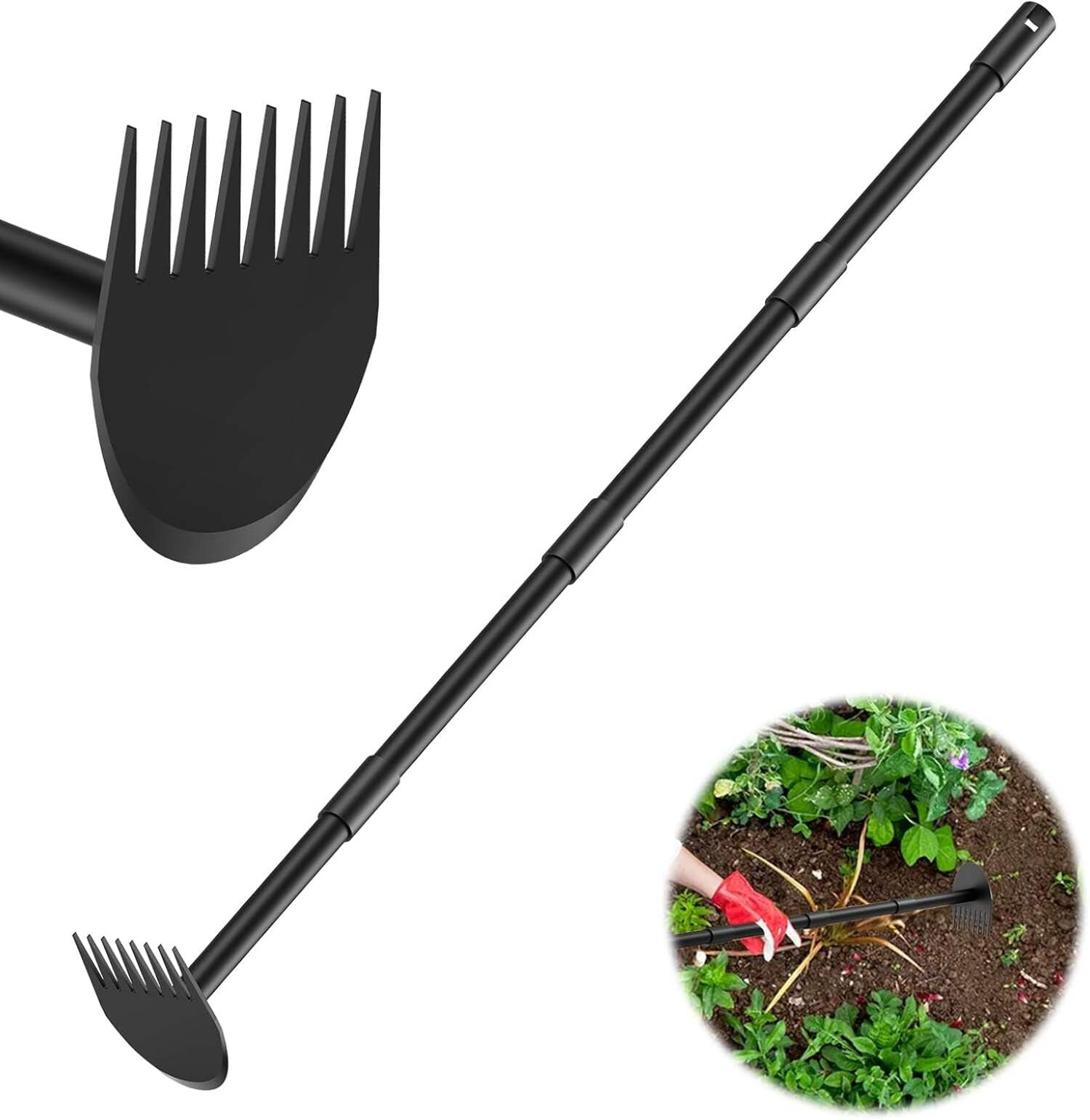 Luvenia Hoe Garden Tool 17-60 Inch 2-In-1 Adjustable Steel Handle ...