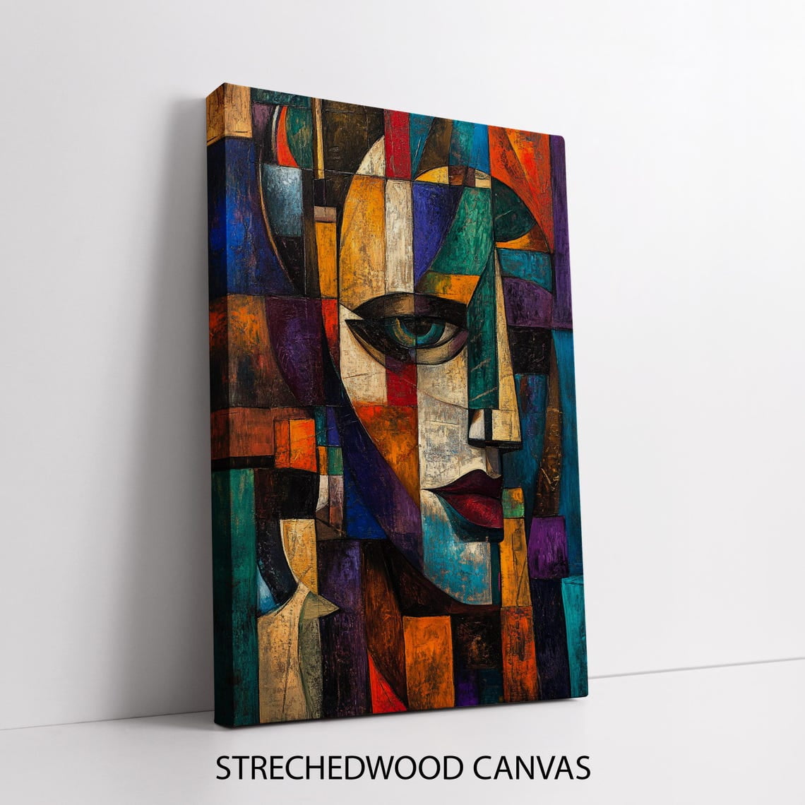 Luvia Abstract Cubist Face Canvas – Bold Fragmented Portrait Art Gift For Modern Home Decor And ...