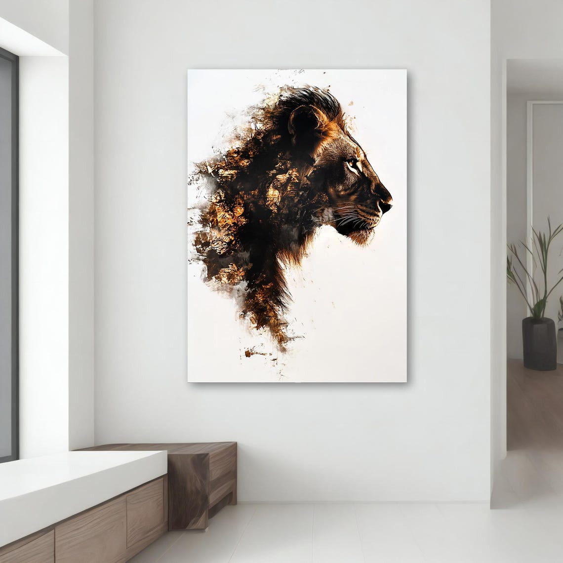 Luvia Abstract Lion Canvas - Wildlife Wall Art, Modern Animal Lover ...