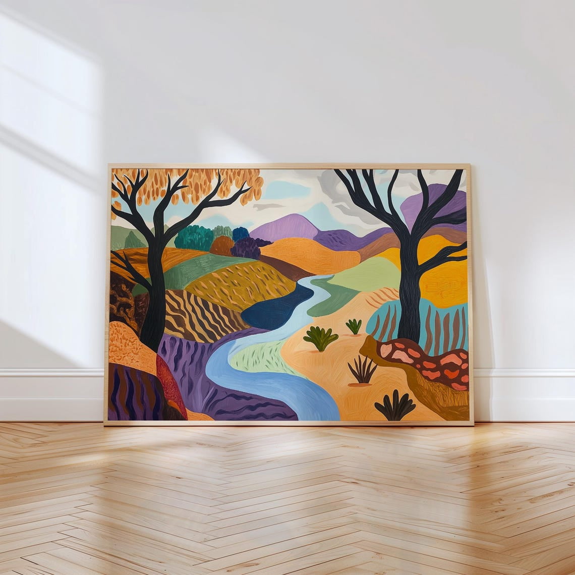 Luvia Abstract Nature Landscape Poster Bold River and Forest Colorful ...