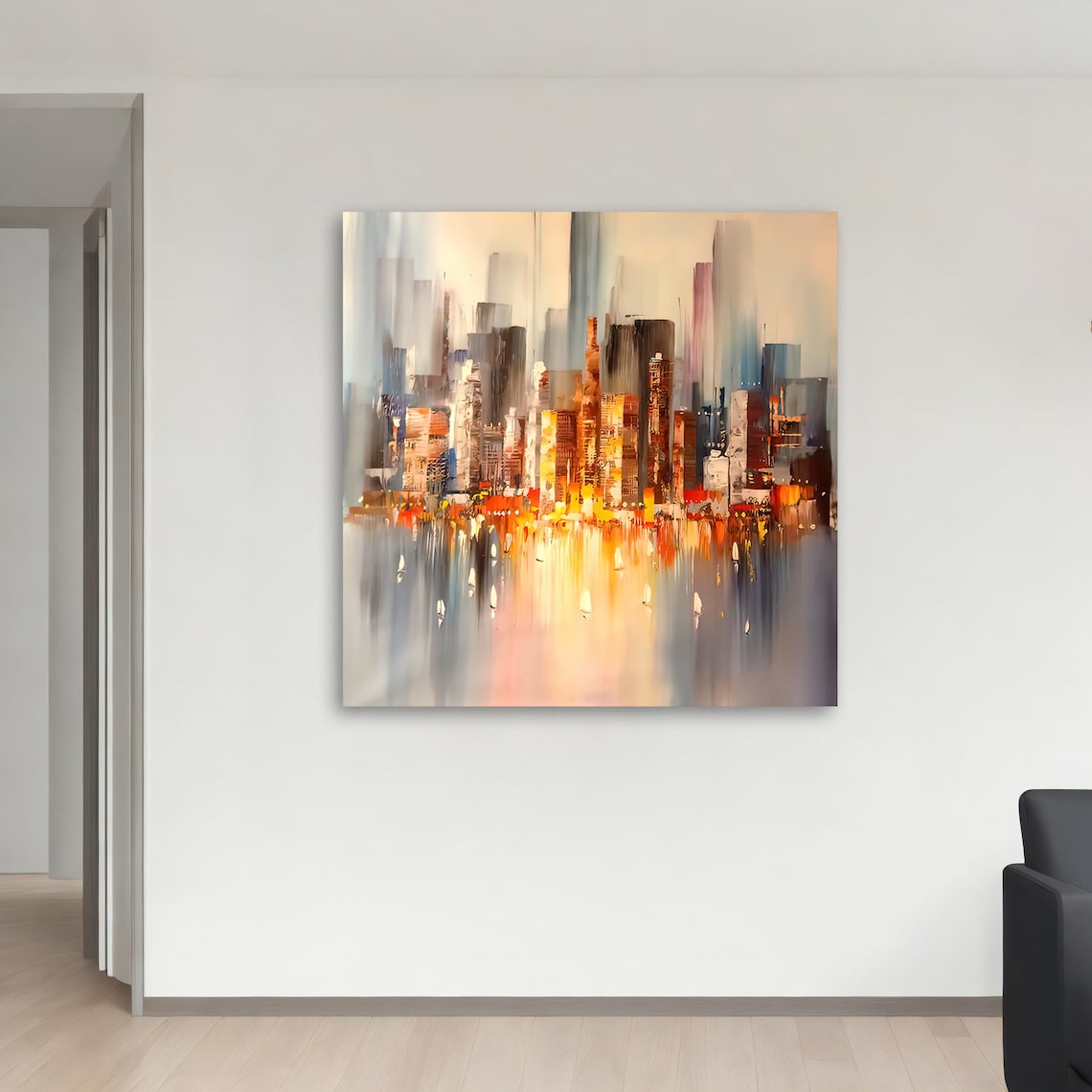 Luvia Abstract New York City Skyline Canvas - Modern Cityscape Wall Art ...