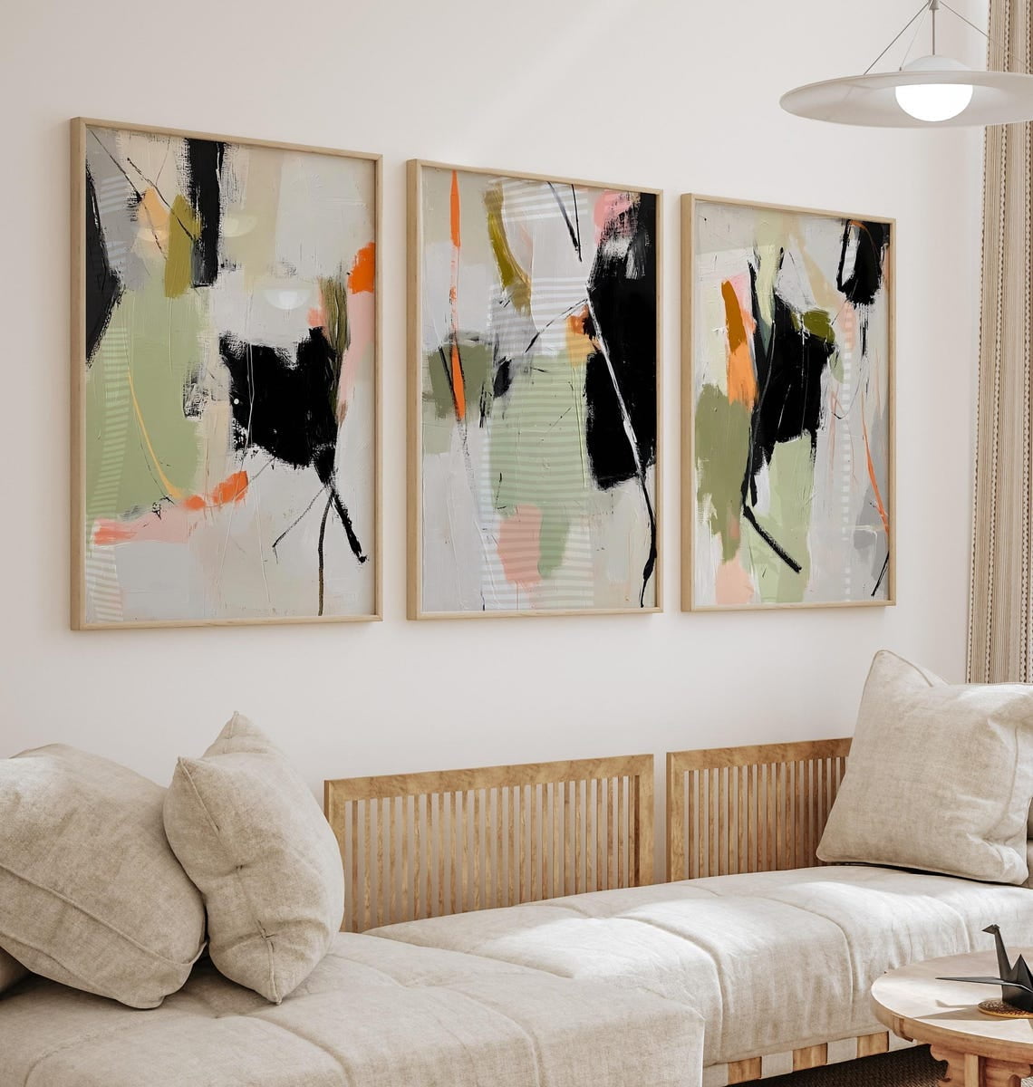 Luvia Abstract Pastel Green Posters, Modern Green\Black\White Prints ...