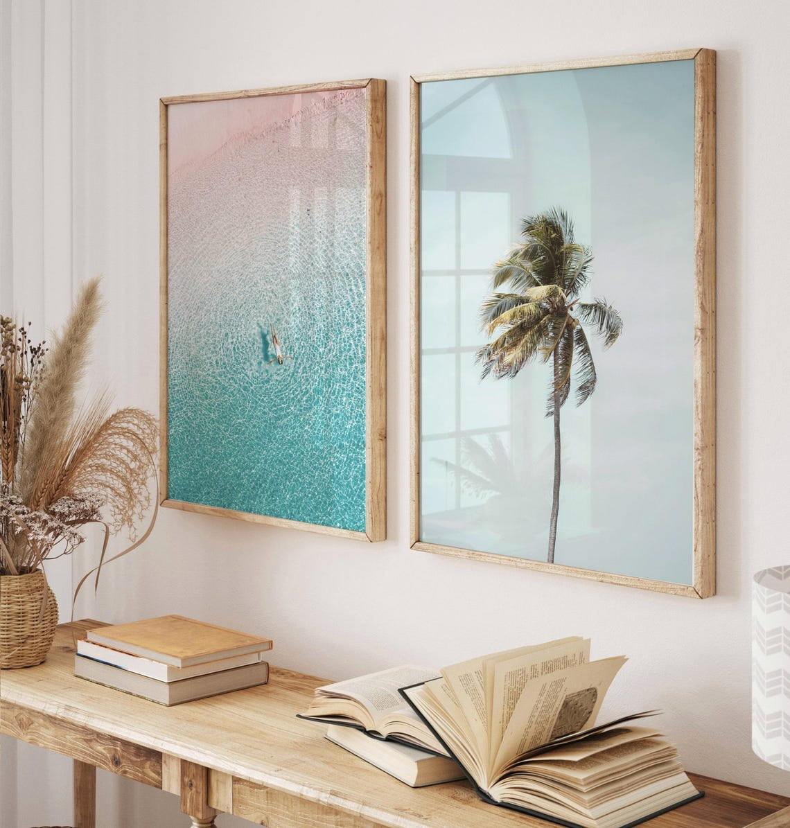 Luvia Aerial Beach Prints Set Of 2, Tropical Coast Photography, Palm ...