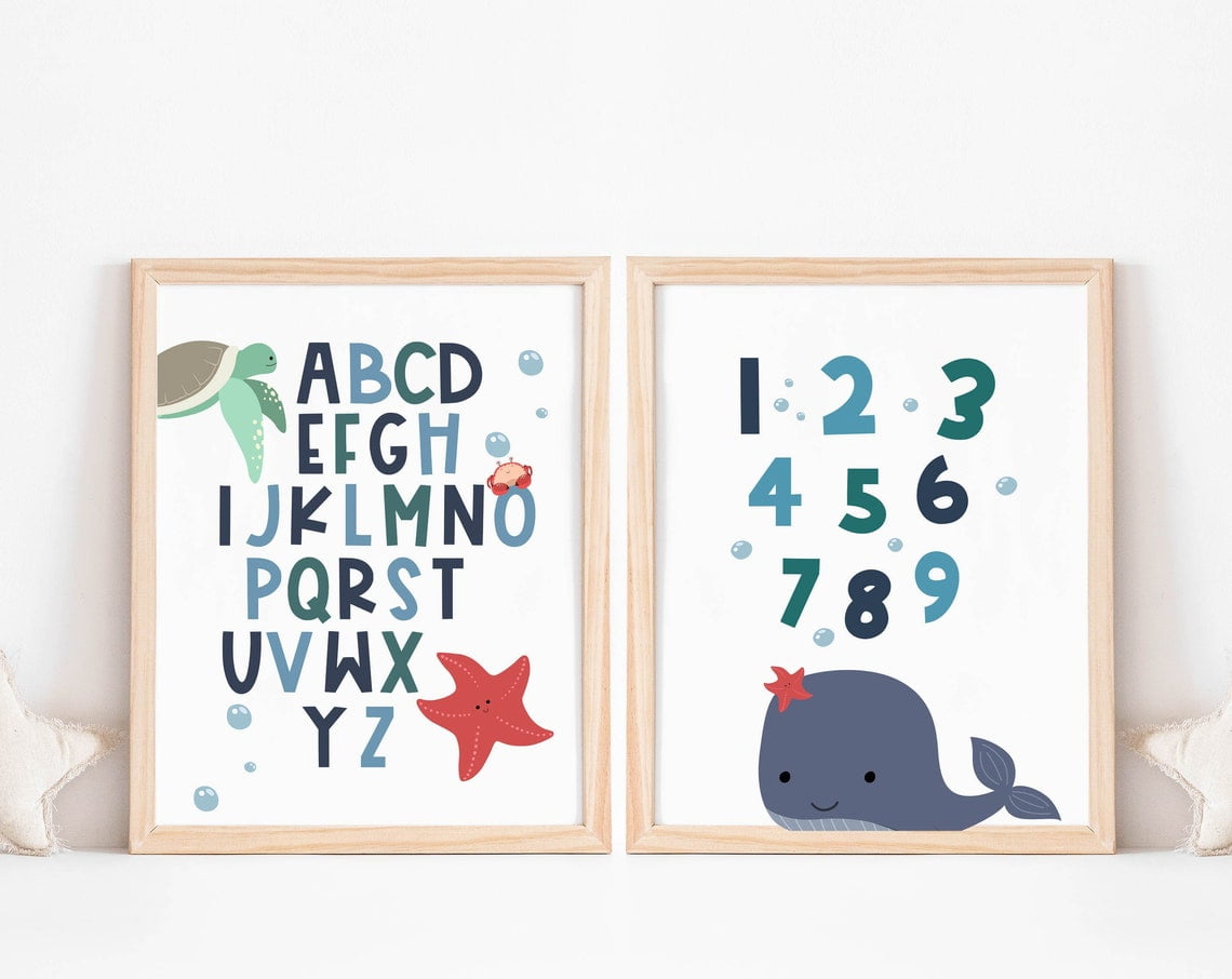 Luvia Alphabet With Animals, Sea Animal Alphabet Print, Nursery Decor ...
