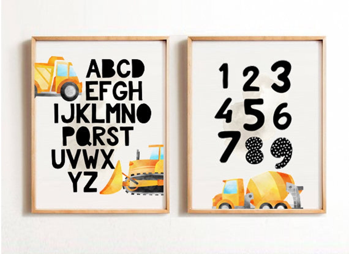 Luvia Alphabet Print, Alphabet Trans Sportation, Set Of 2, Abc Poster ...