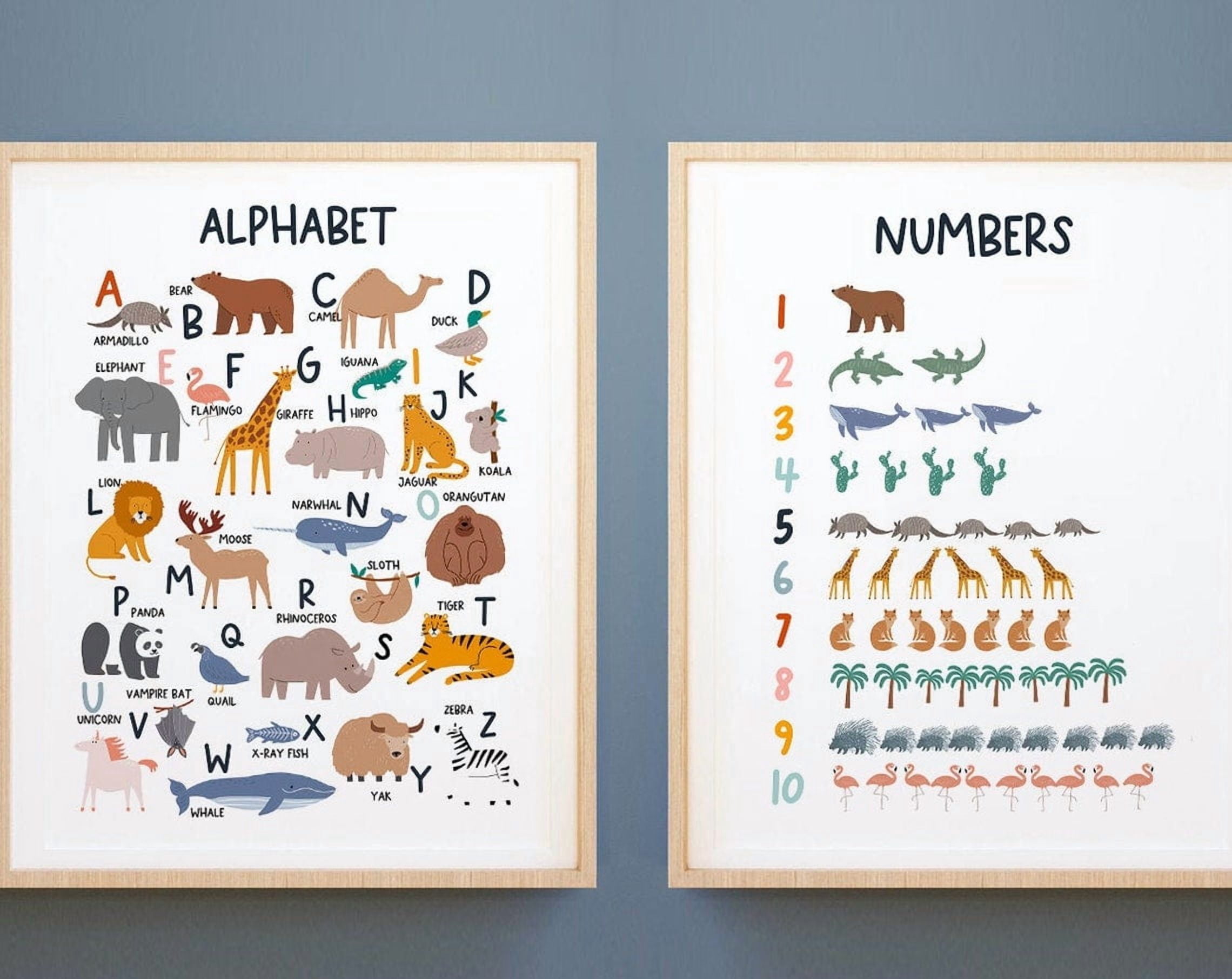 Luvia Animal World Alphabet And Numbers Nursery Decor Set Of 2 ...