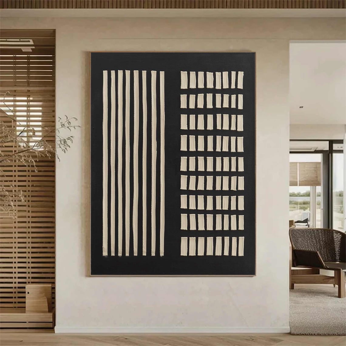Luvia Beige Wabi-Sabi Wall Art Black Beige Texture Medieval Neutral ...
