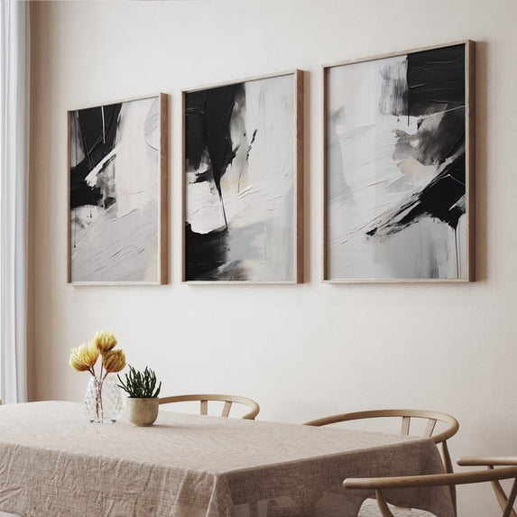 Luvia Black White Brush Strokes Posters, Modern Abstract Prints Set Of ...