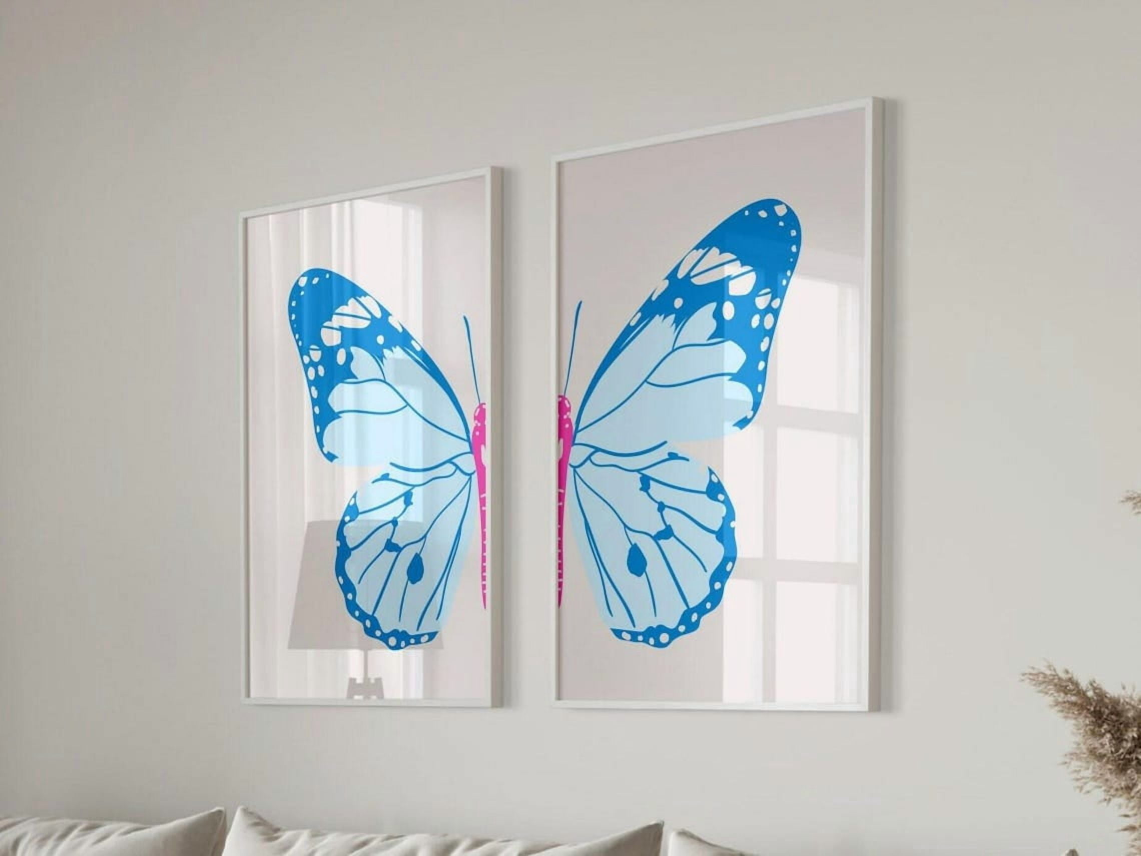 Luvia Blue Butterfly Girly Prints Preppy Room Decor Trendy Blue Prints ...