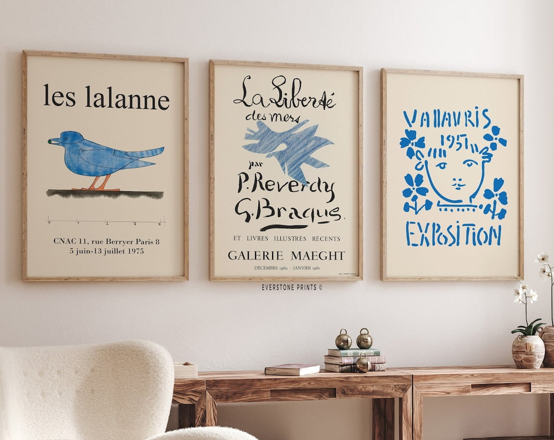 Luvia Blue Mid Century Exhibition Set Poster Set Of 3, Exhibition ...