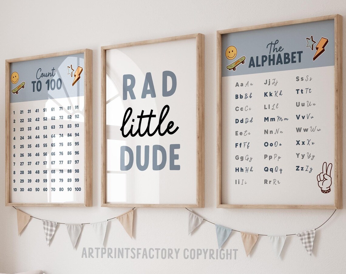 Luvia Boys Blue Alphabet Print, Boy Nursery Print, Learning Print ...