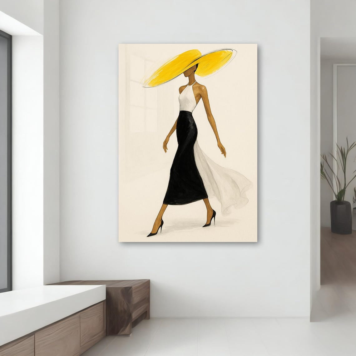 Luvia Chic Woman In Yellow Hat Canvas – Minimalist Fashion Wall Art ...
