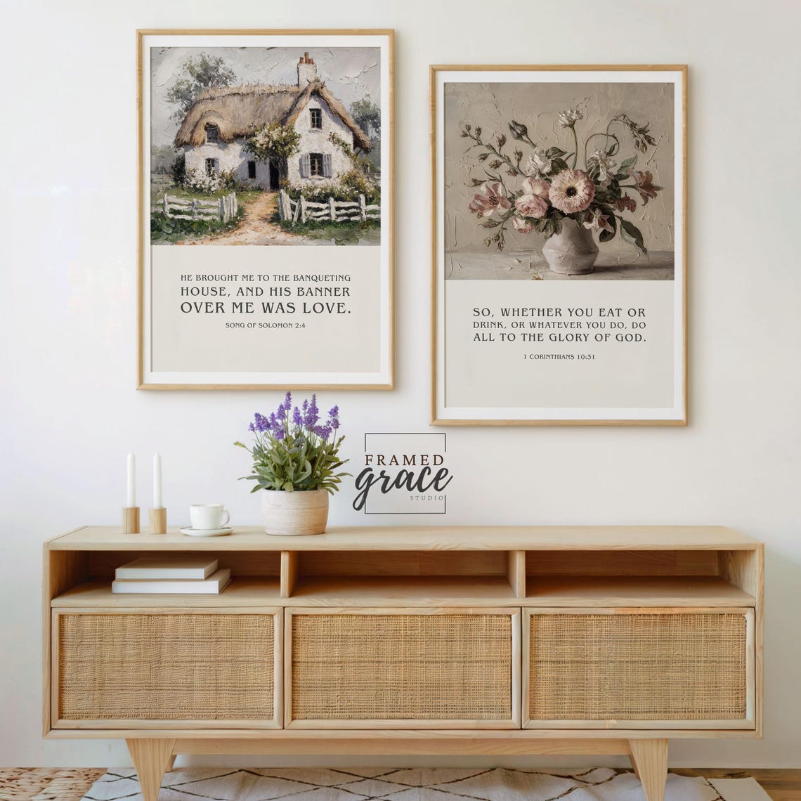 Luvia Christian Bible Verse Set Of 2,S, Cottage- Core Bible Verse Art ...