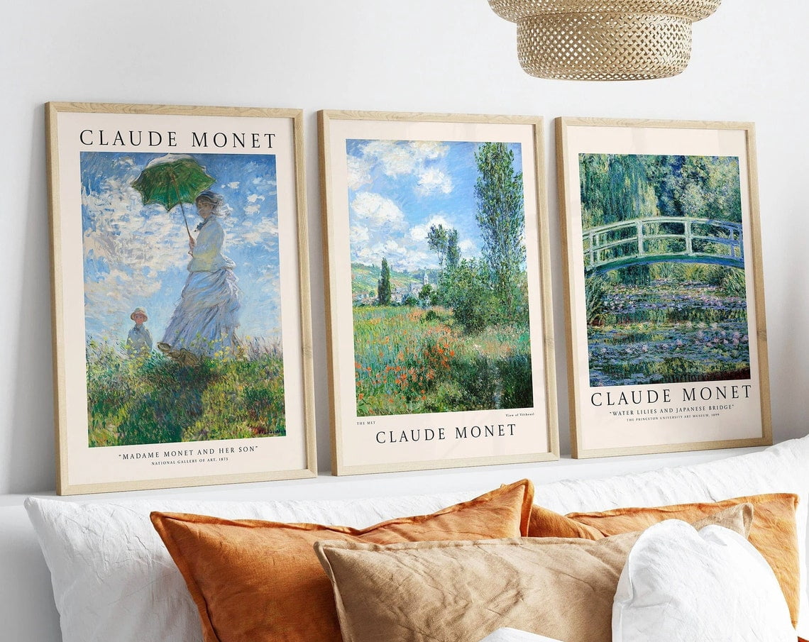 Luvia Claude Monet Set Of 3 Landscape Art Prints, Monet Exhibition ...