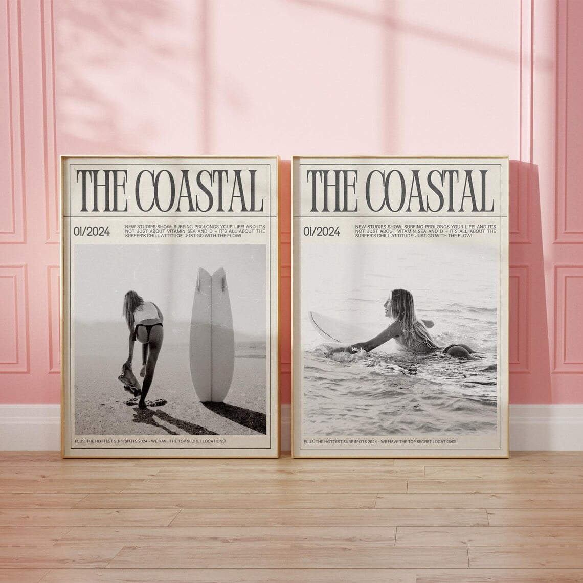 Luvia Coastal Magazine Set Of 2 Prints Beachy Surfer Girl Preppy ...