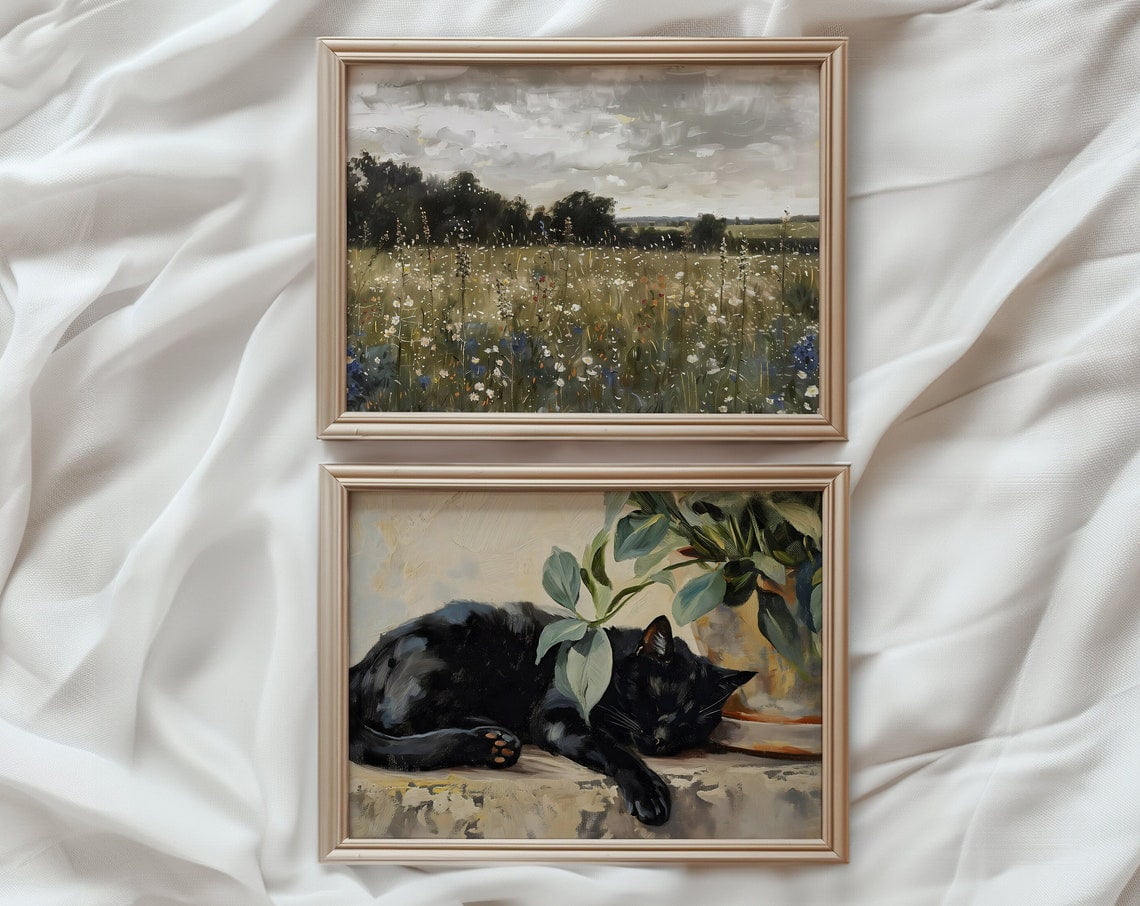 Luvia Country Farmhouse Set Of 2 Art Prints | Vintage | Neutral Green ...