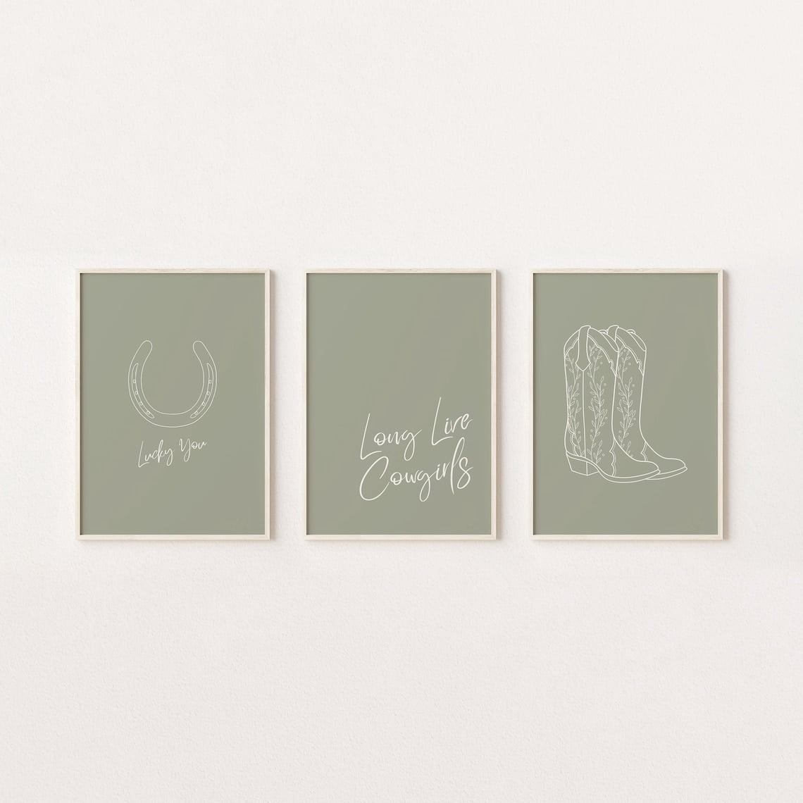 Luvia Cowgirl Print Set Of 3 / Sage Art Prints, Long Live Cowgirls ...