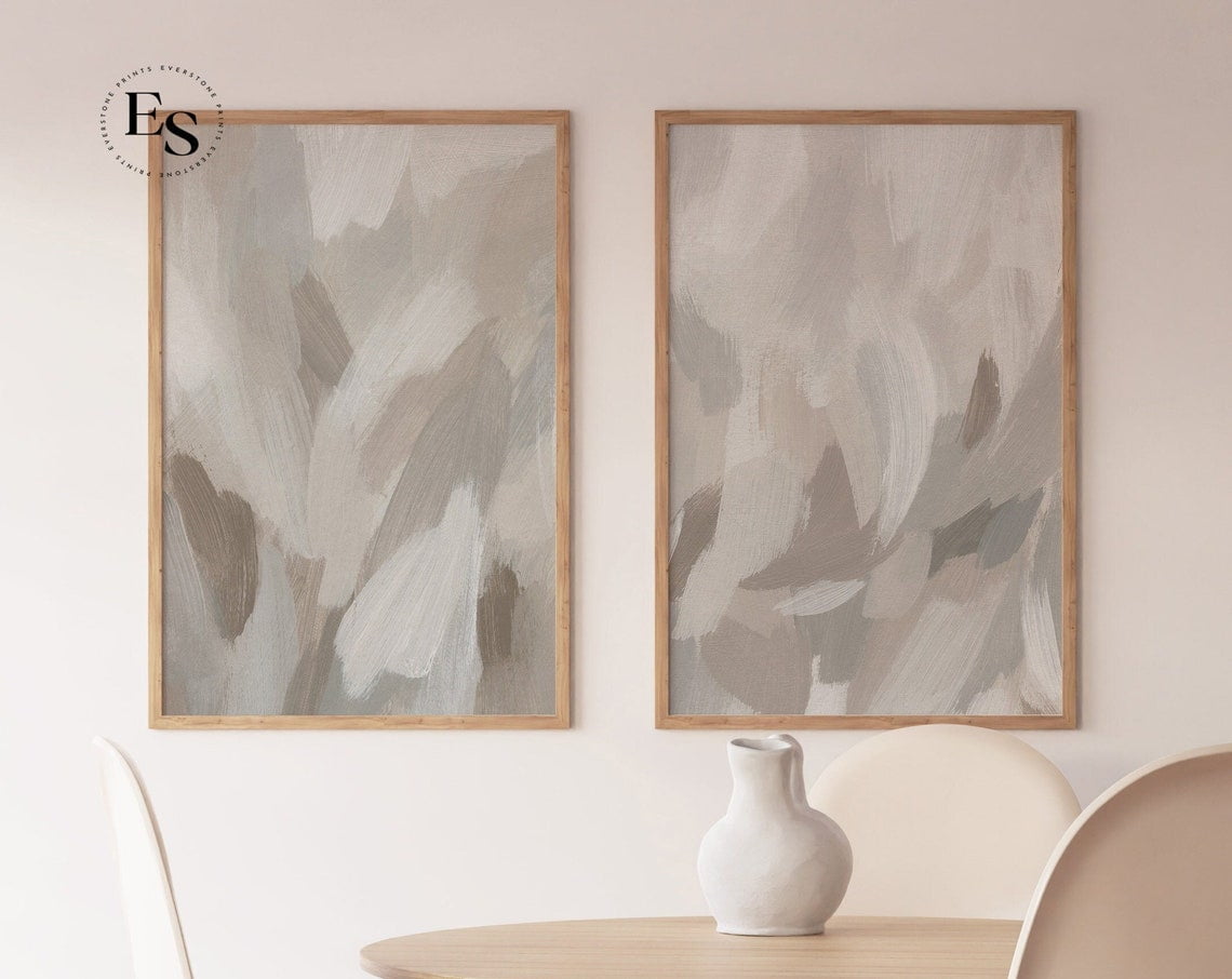 Luvia Earth Tone Poster Set Of 2, Abstract Print, Neutral Abstract Art ...