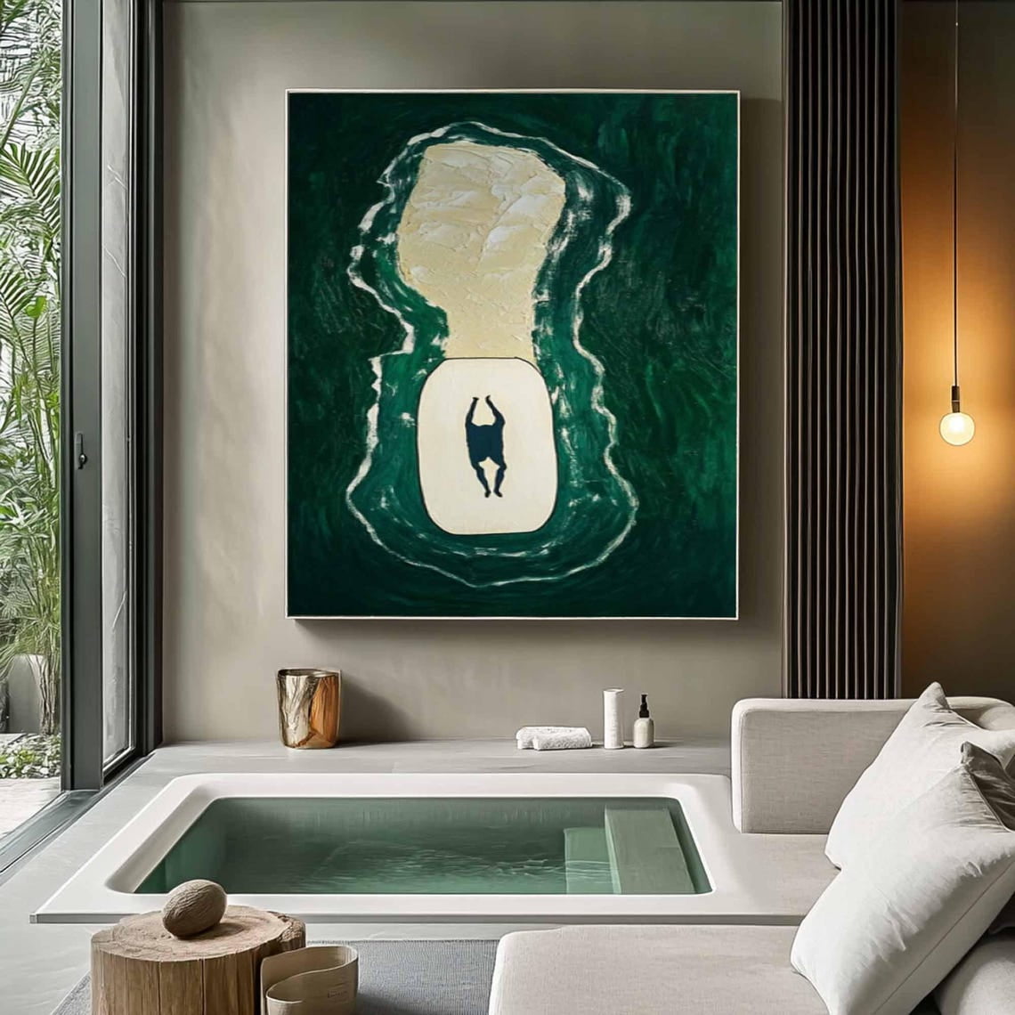 Luvia Emerald Green Abstract Wall Art Deep Green Artwork Green Art ...