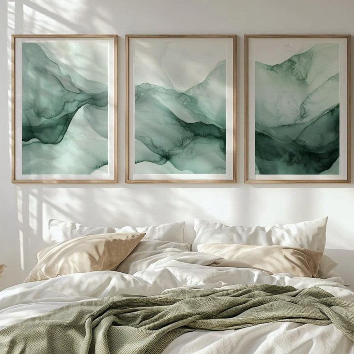 Luvia Emerald Green Poster Prints Set Of 3, Textured Abstract 3 Piece ...