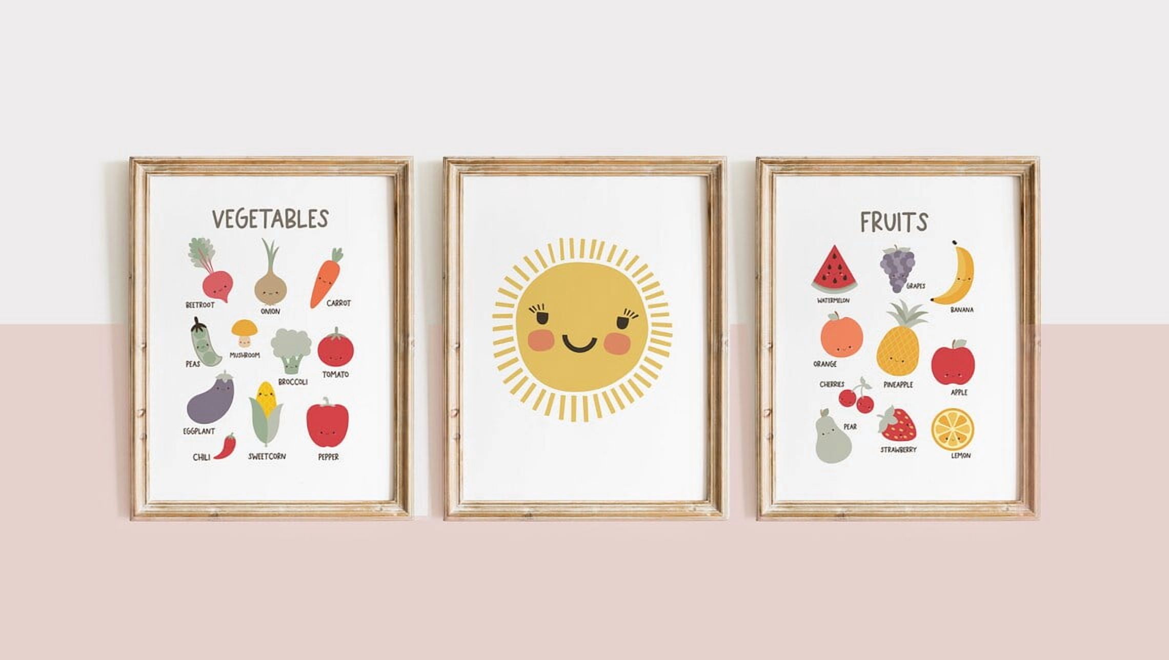 Luvia Fruits Vegetables Print, Learning Playroom Art, Playroom Decors ...