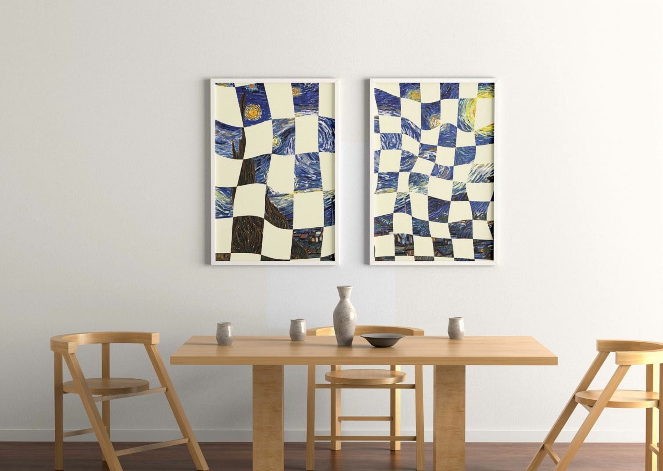 Luvia Funky Checkered Wavy Retro Art The Starry Night Trendy, Modern ...