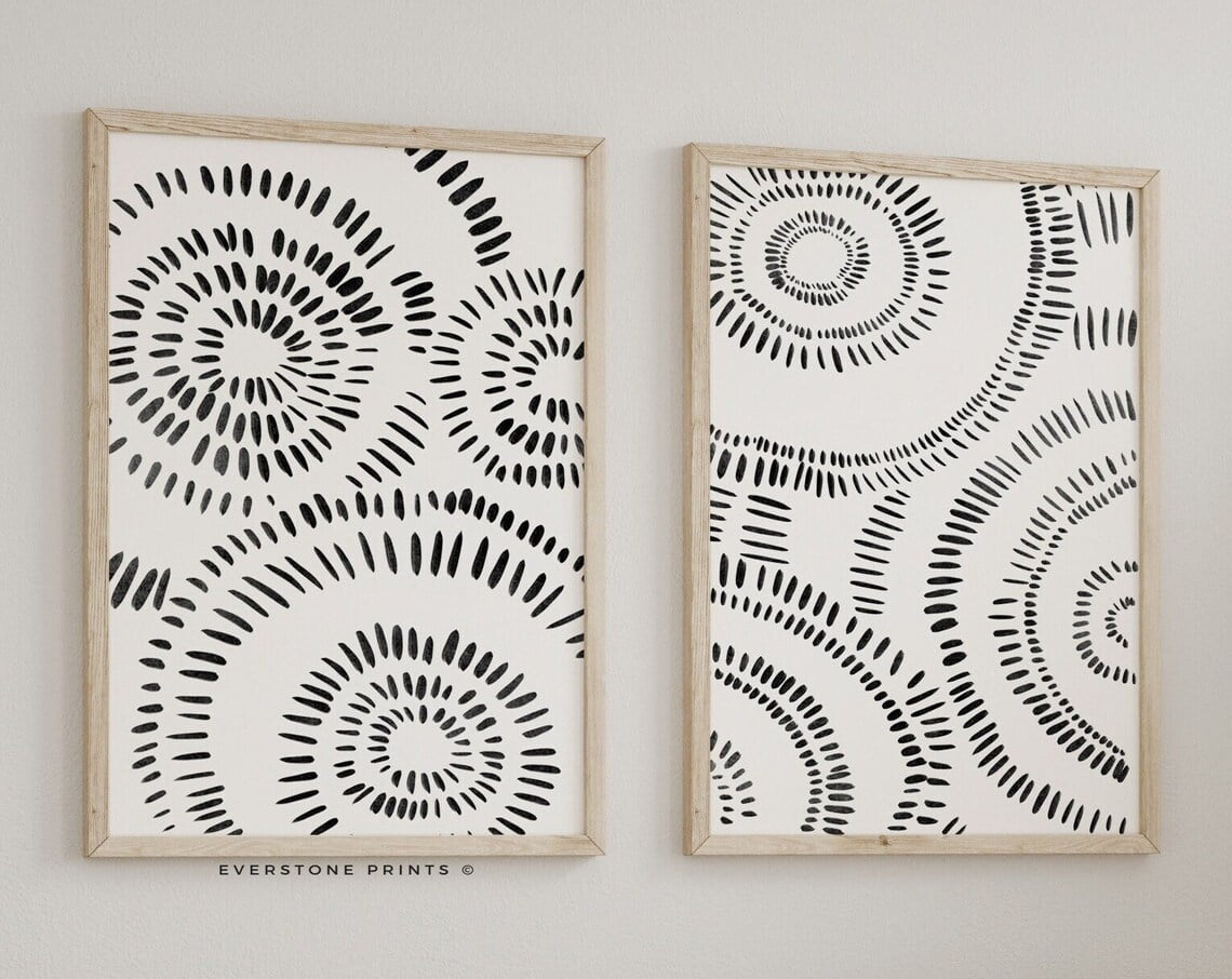 Luvia Geometric Circle Dot Art Set, Mid Century Art, Abstract, Modern ...